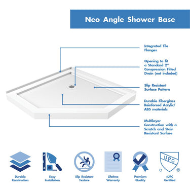 DreamLine DL-6042C-01 40"x40" Neo-Angle Shower Base and QWALL-2 Acrylic ...