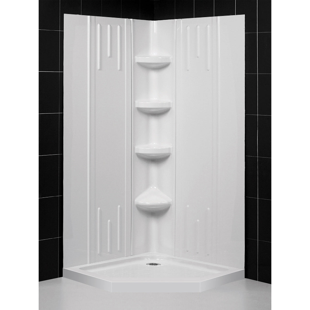 DreamLine DL-6042C-01 40"x40" Neo-Angle Shower Base and QWALL-2 Acrylic ...