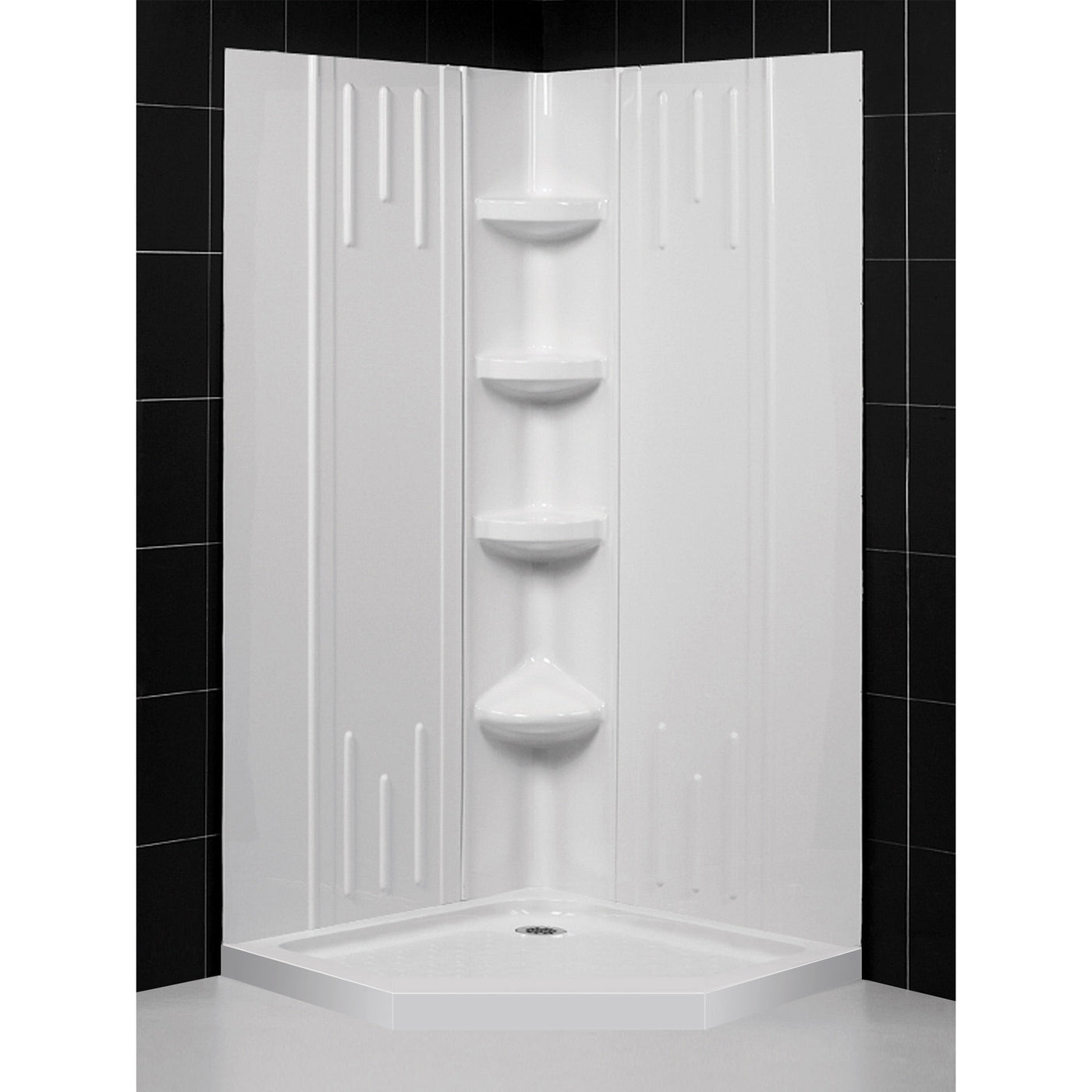 DreamLine DL-6042C-01 40"x40" Neo-Angle Shower Base and QWALL-2 Acrylic ...