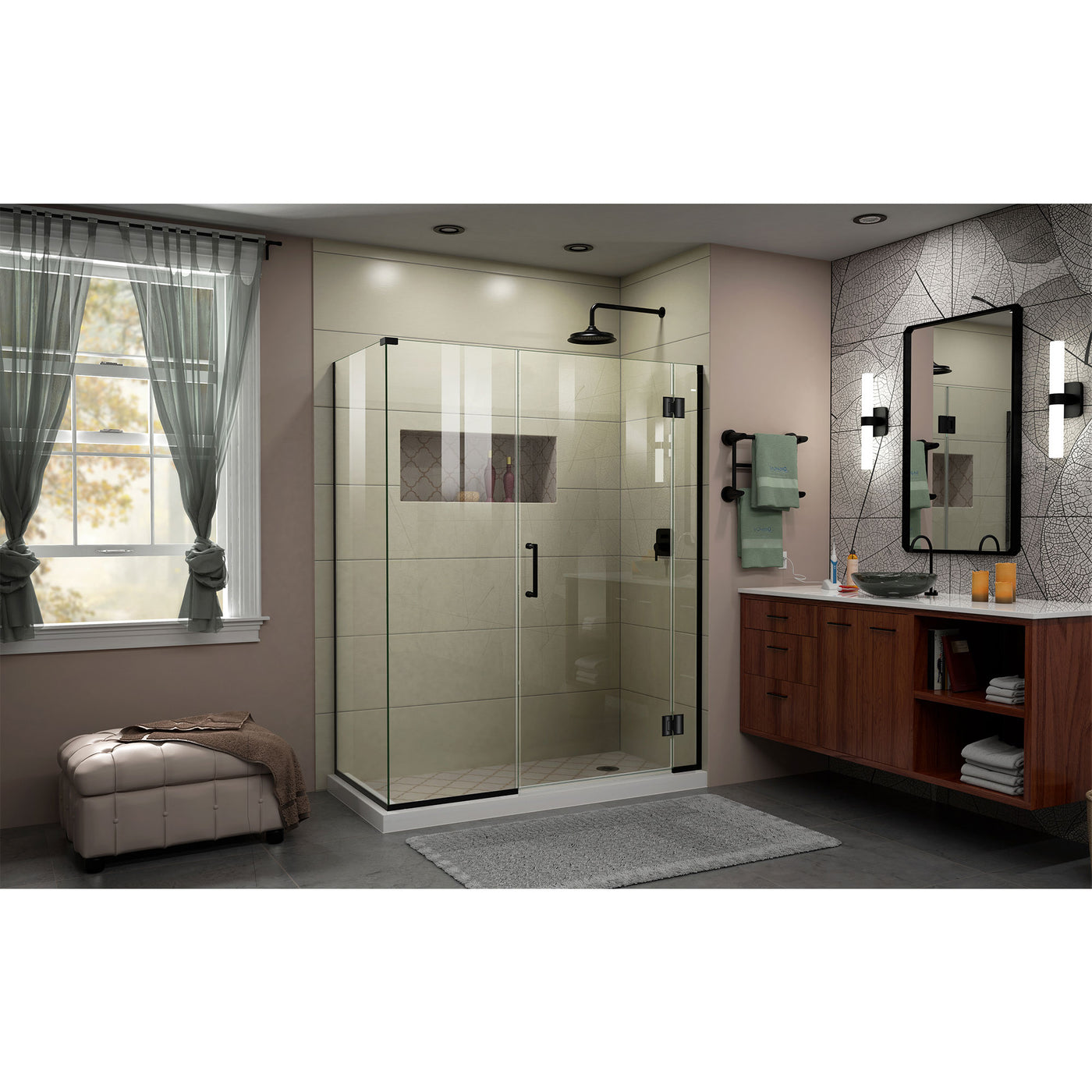 DreamLine E12330534-09 Unidoor-X 59.5" Shower Enclosure, Satin Black ...