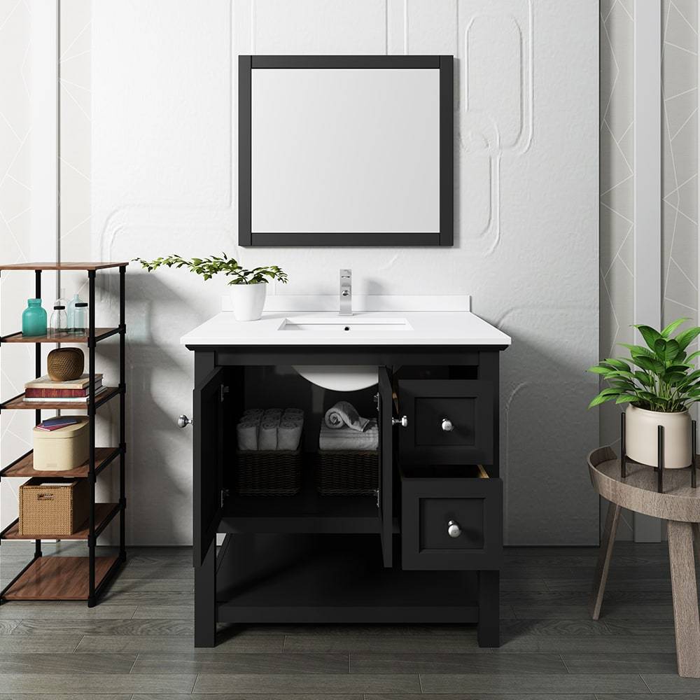 Fresca FVN2336BL Manchester 36" Black Traditional Bathroom Vanity ...